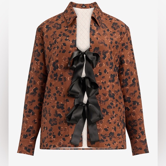 Express | Tops | Animal Print Bow Front Shacket | Poshmark